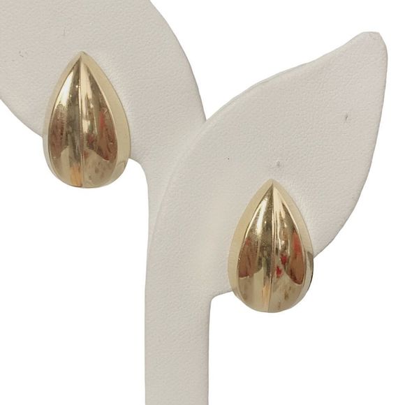 Jewelry | 14k14kt Pear Teardrop Shape Yellow Gold Large Ribbed Stud ...
